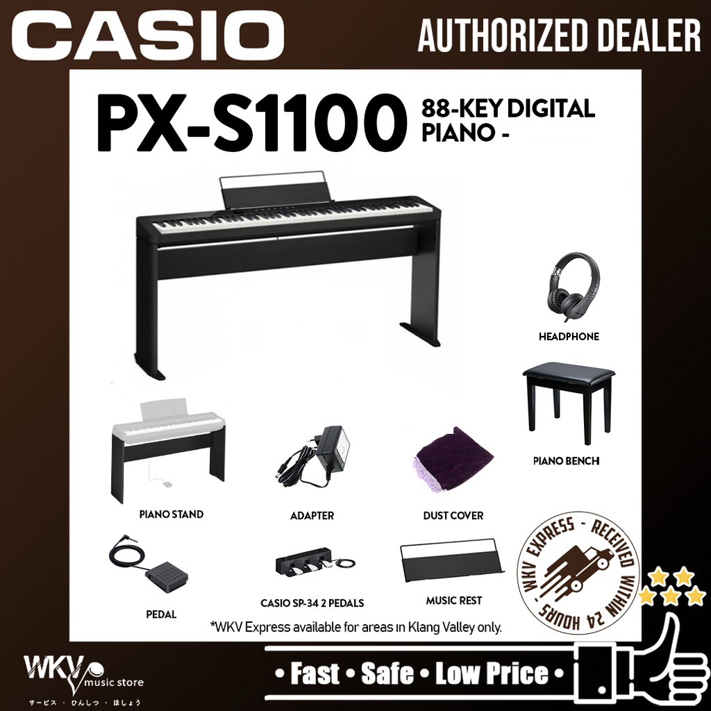 Casio PX-S1100 88-key Digital Piano Home Package with FREE Headphone (PXS1100 / PX S1100 ...
