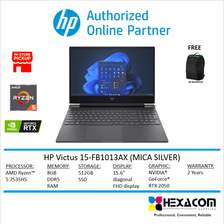 HP VICTUS 15-FB1013AX FREE GAMING MOUSE (RYZEN5-7535HS/8GB/512GB SSD ...