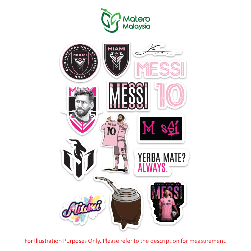 Messi Inter Miami Sticker Design A4 Size - 14 Design per set | Shopee ...
