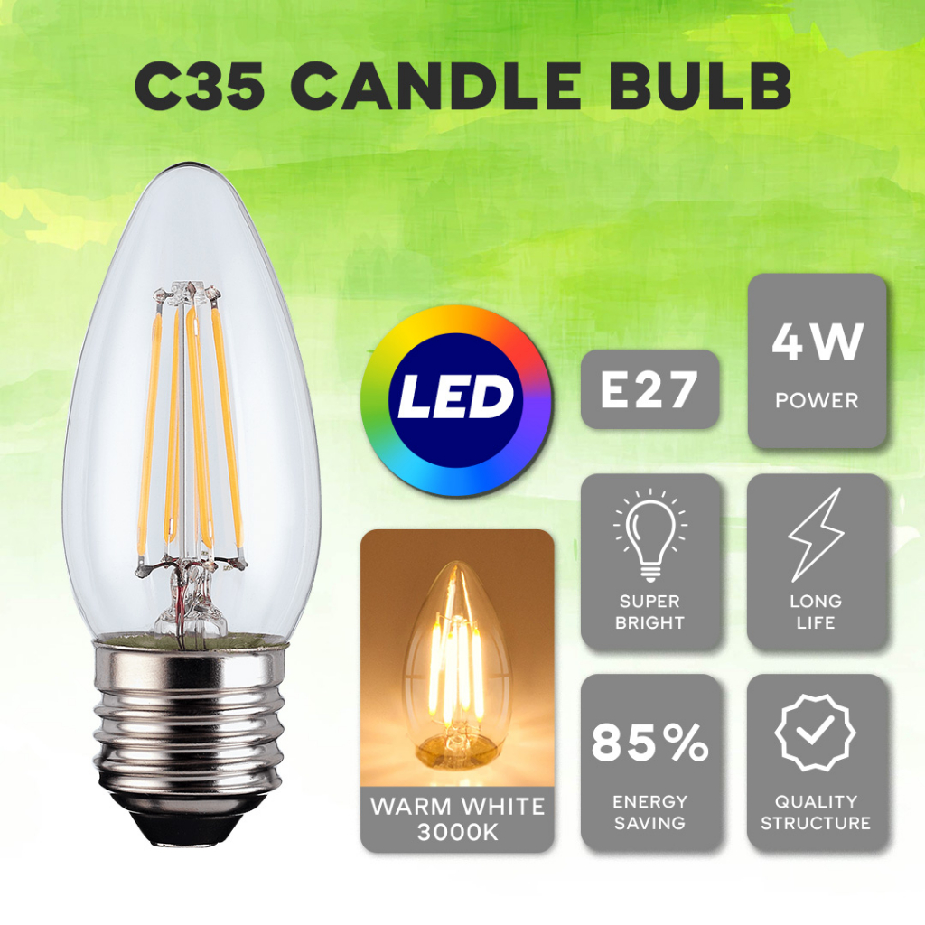 4W E14/E27 LED CANDLE/PING PONG BULB WARM WHITE | Shopee Malaysia