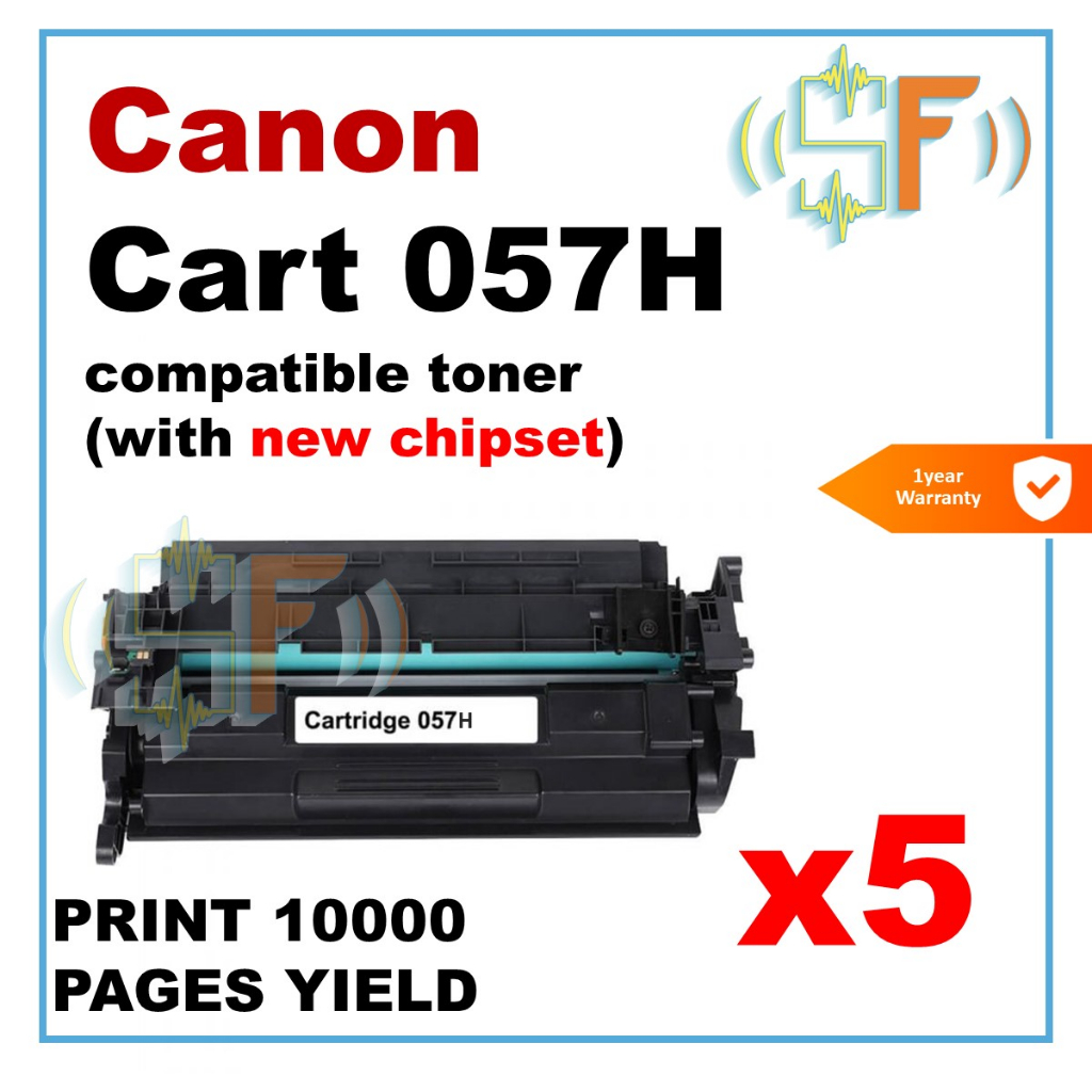 5UNITS Canon Cartridge 057 057H ( WITH NEW CHIP ) HIGH YIELD Compatible ...