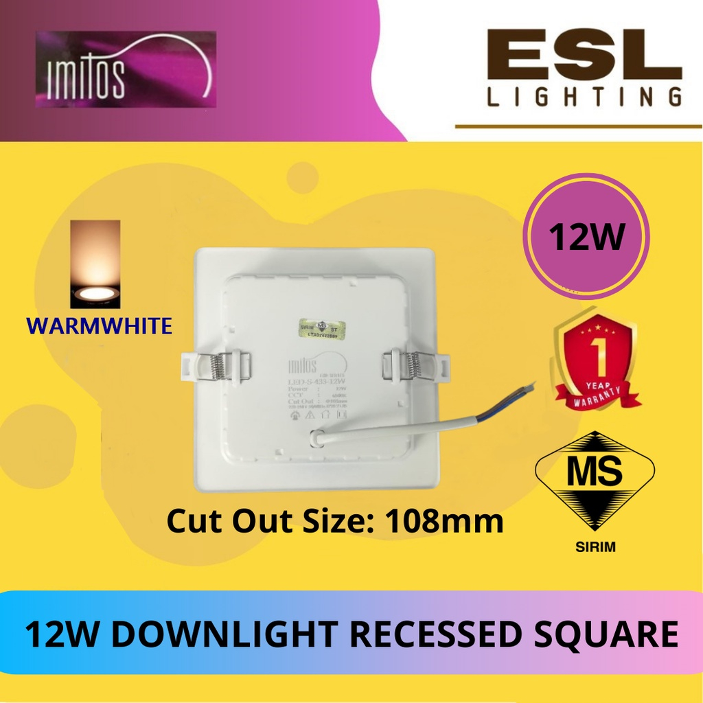 ESL LIGHTING IMITOS Downlight LED Square Recessed 12W / Lampu Siling ...