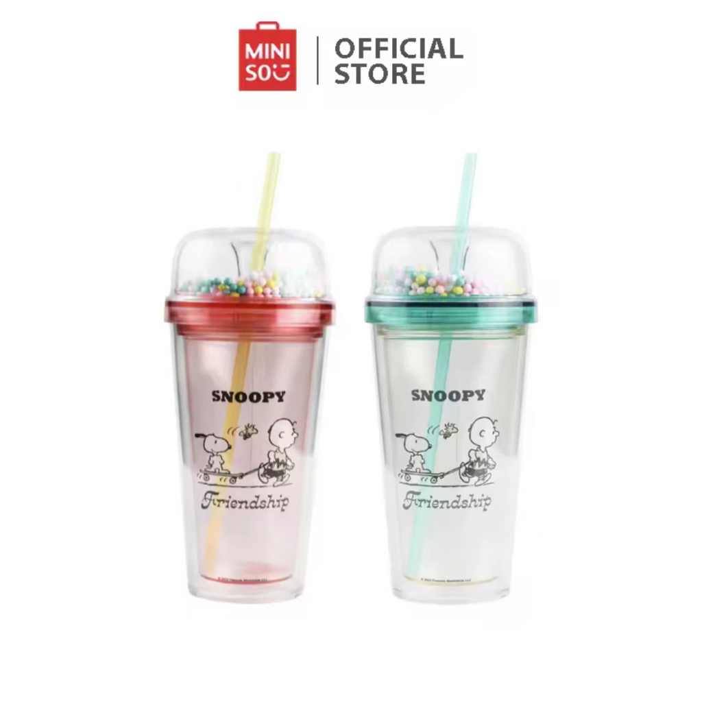 MINISO_Snoopy Summer Travel Collection Double Wall Plastic Tumbler (480mL) | Shopee Malaysia