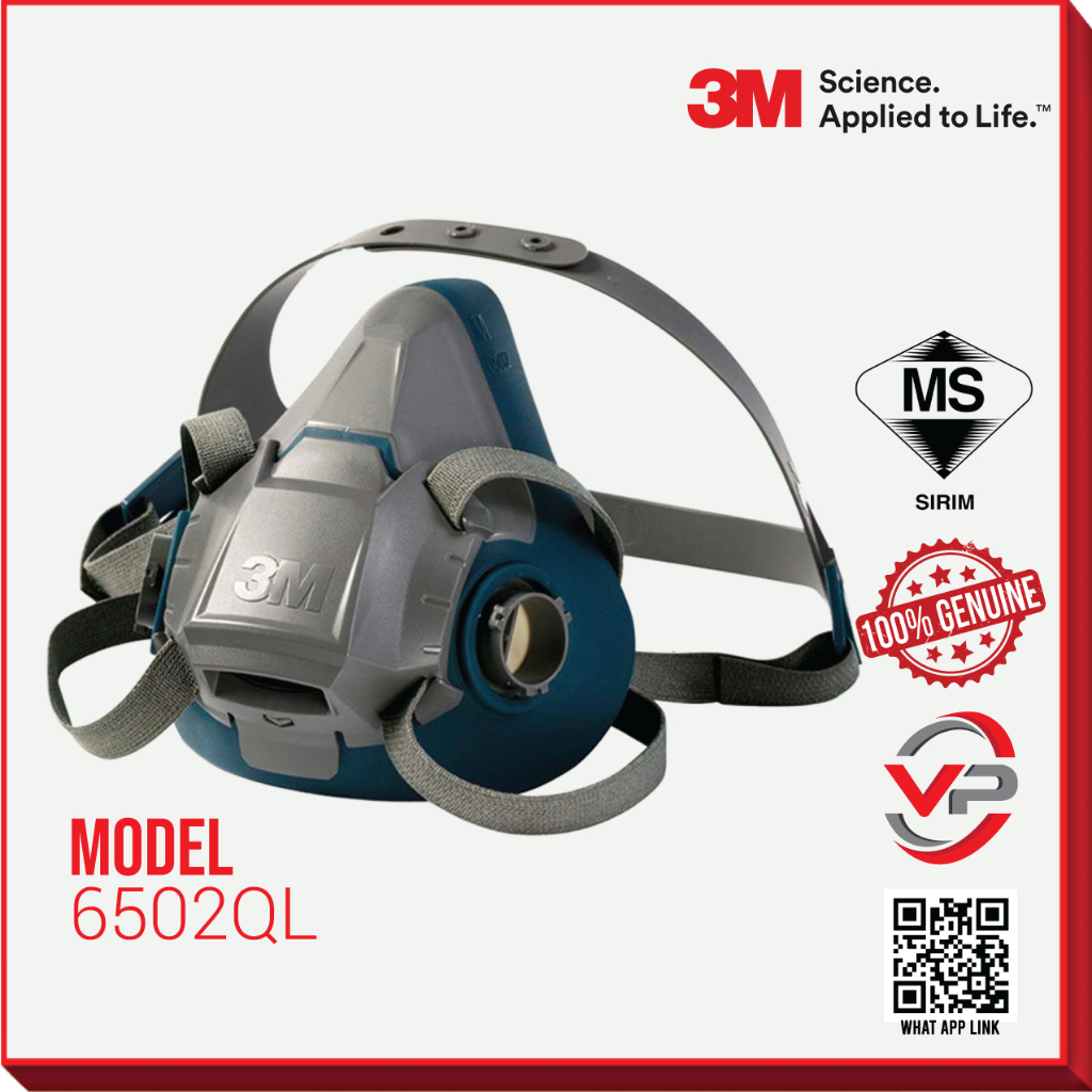 3M 6502QL /6502 /SIRIM DOSH Rugged Half Mask Medium Use With 6051 6057 ...