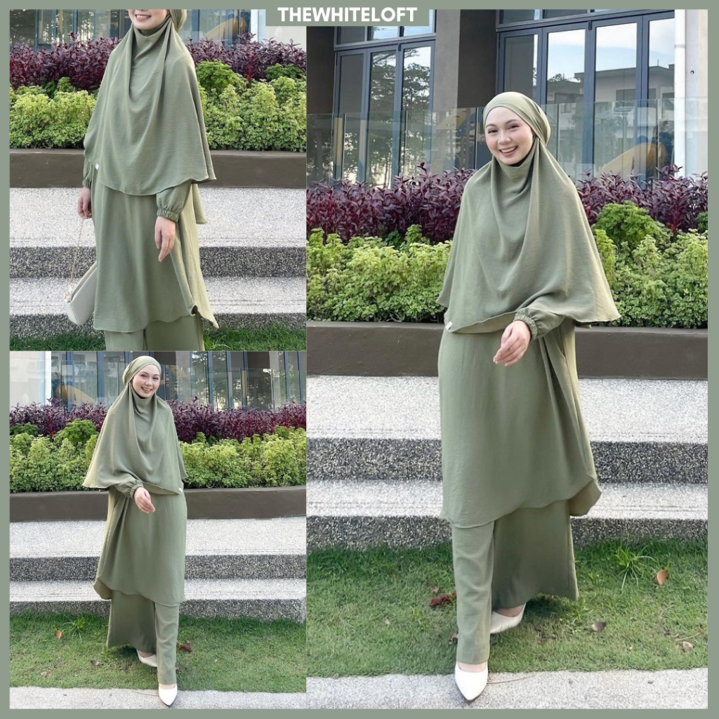 Readystock Noura Set with Khimar Haurabelle Set Baju Haji Umrah ...