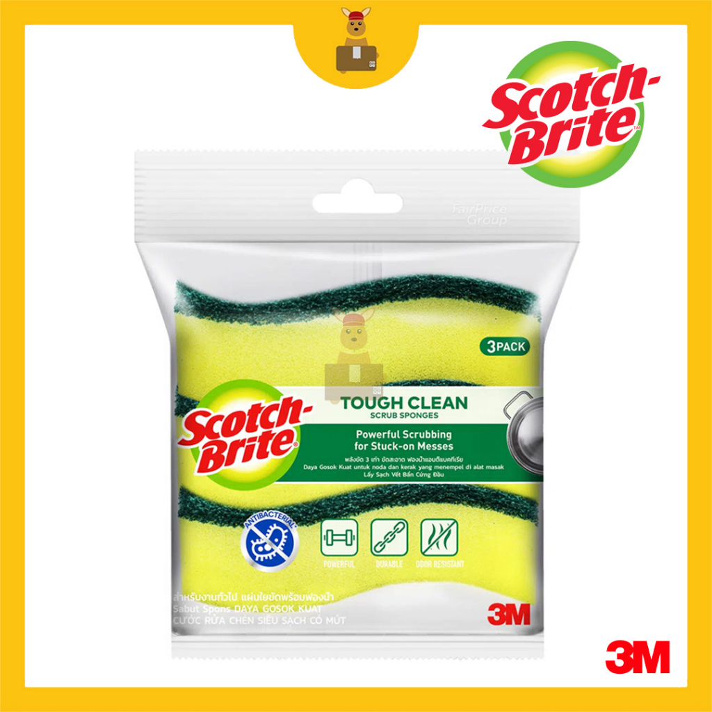 3M Scotch Brite Tough Clean Scrub Sponges (3PCS / PACK) | Shopee Malaysia