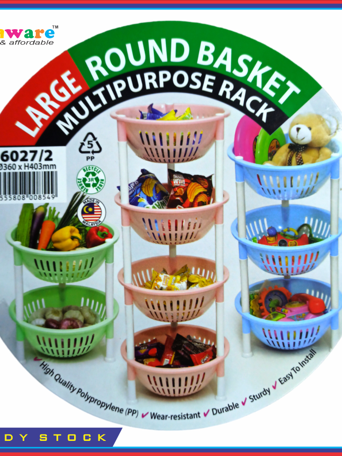 2/3/4 Tier Round Multipurpose Big Rack / Rak Barang Serbaguna Besar ...