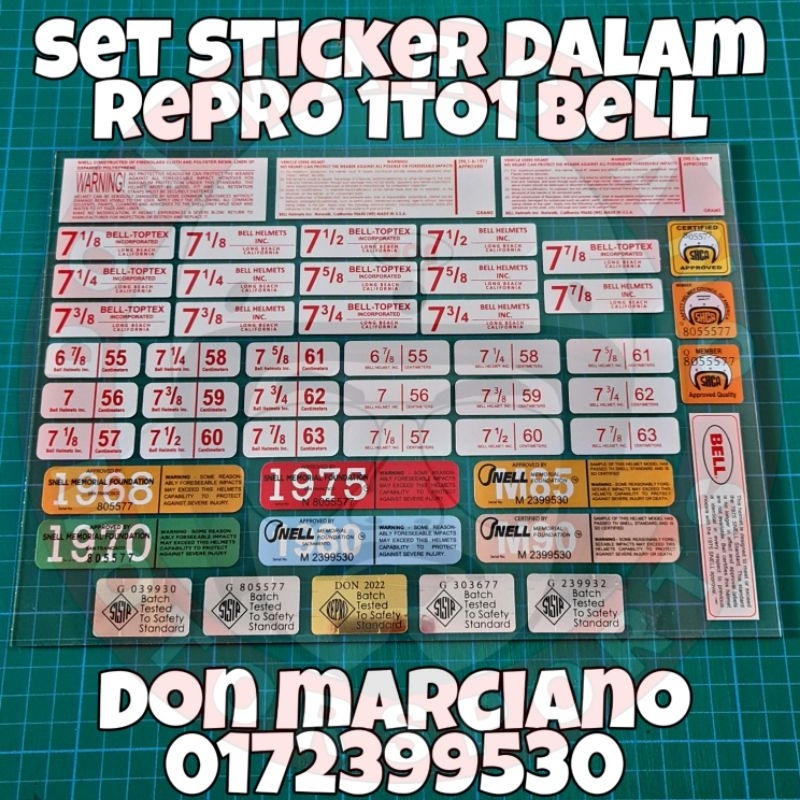 Sticker Dalam untuk Bell Helmet Vintage Repro 1to1 PAGE 2 | Shopee Malaysia