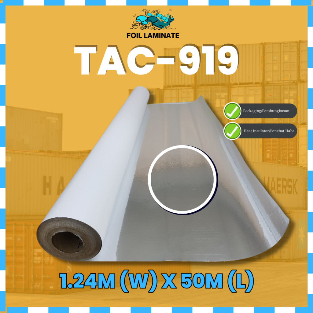 TAC-919 Aluminium Foil Paper Foil (50M-L) Packaging Penebat Haba Heat ...