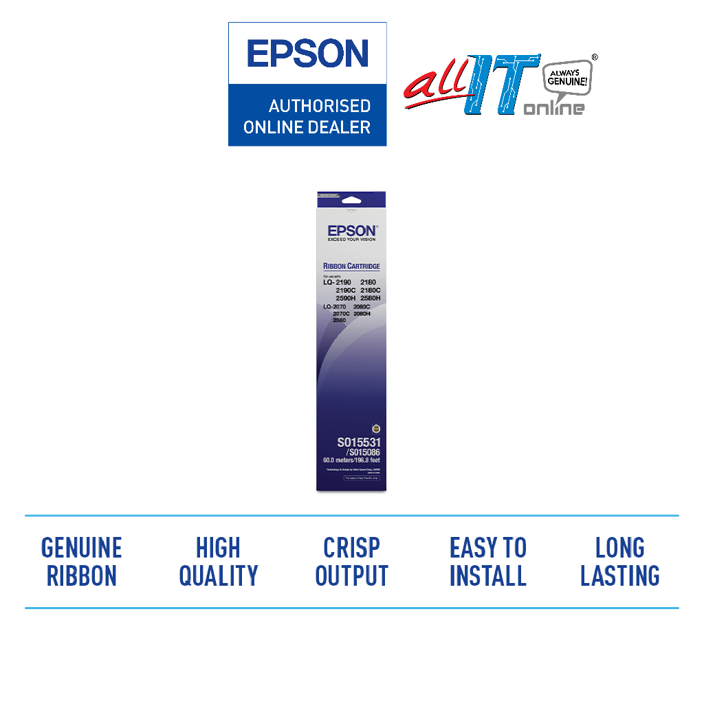 Epson S015531/S015086 Ribbon Cartridge for LQ-2190 LQ-2180 LQ-2170 LQ ...