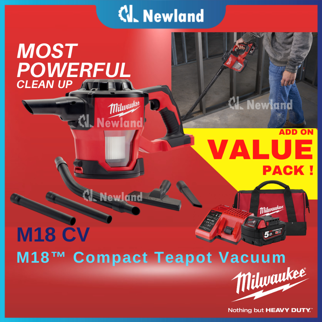 Milwaukee M18 CV Compact Teapot Vacuum / Most Compact Vacuum Cleaner ...