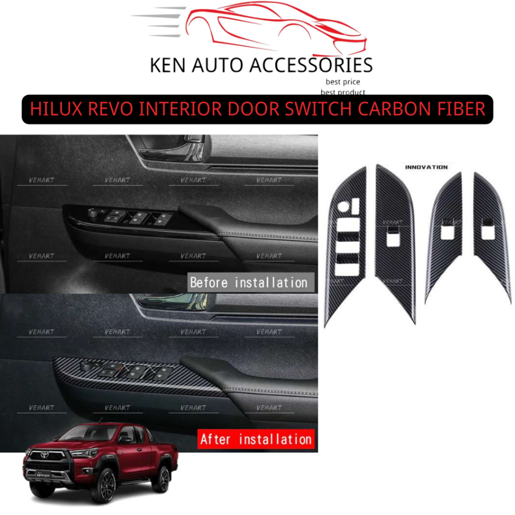 TOYOTA HILUX REVO ROCCO INTERIOR DOOR SWITCH COVER / CARBON FIBER ...