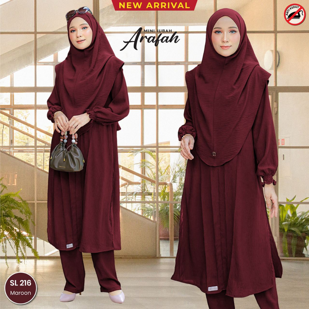 Mini Jubah ARAFAH SET TUDUNG Suit Muslimah Labuh Ironless Mesra Umrah ...