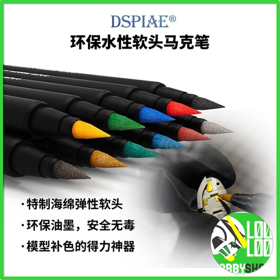 DSPIAE Soft Tip Marker Pen / Acrylic Markers / Water-based Gundam ...