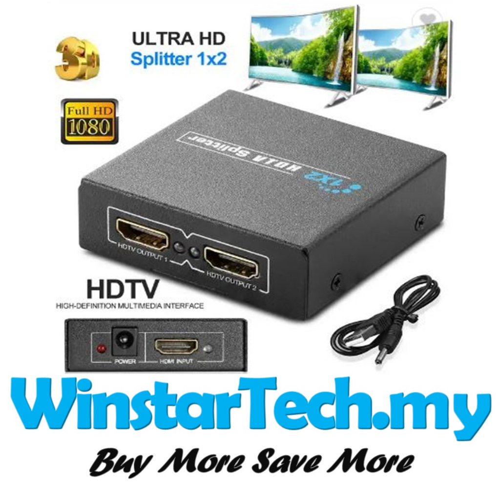 HDTV Extension 1 In 2 Out 1080p 4K 1 to 2 HDCP Stripper 3D Splitter ...