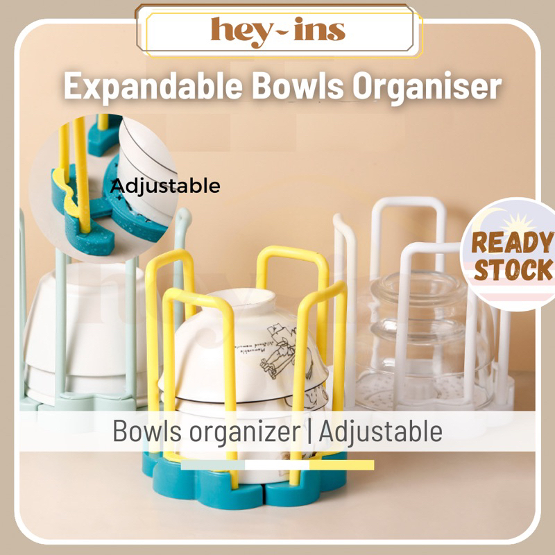 Adjustable Expandable Bowls Organizer Kitchen Organiser Bowls Rack ...