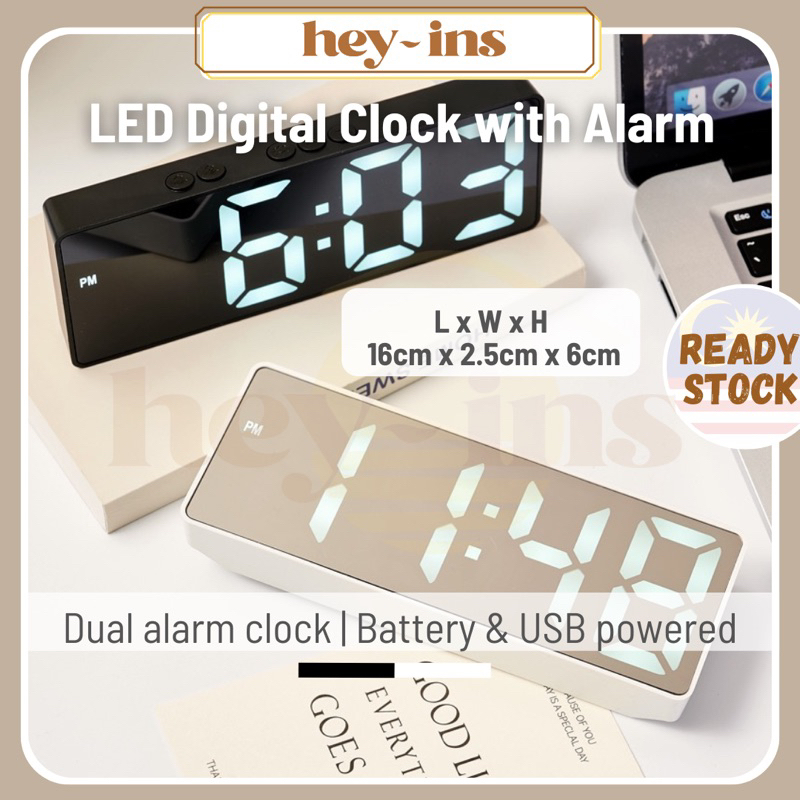 LED Digital Silent Clock with Dual Alarm Motion Sensor Time Temperature ...