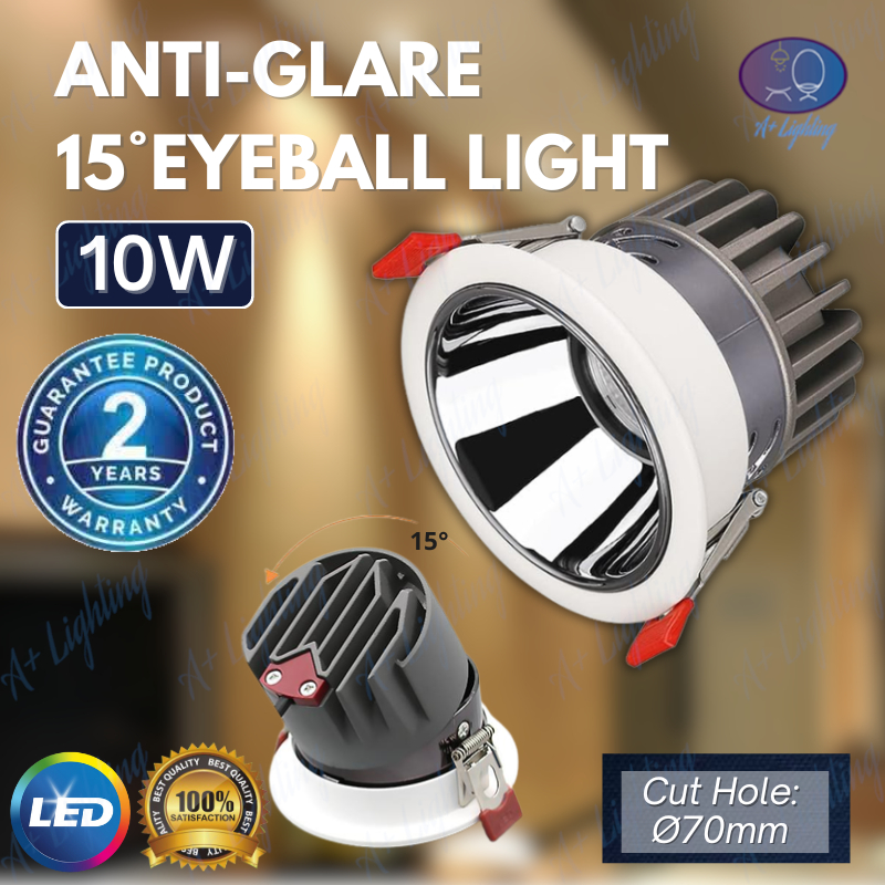 [Anti-Glare] LED EYEBALL 10W COB RECESSED DOWNLIGHT SPOTLIGHT DOWN ...