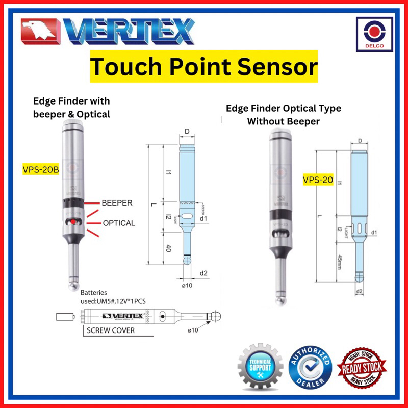 VERTEX TAIWAN Touch point sensor with beeper & optical vps-20 vps20b edge finder | Shopee Malaysia