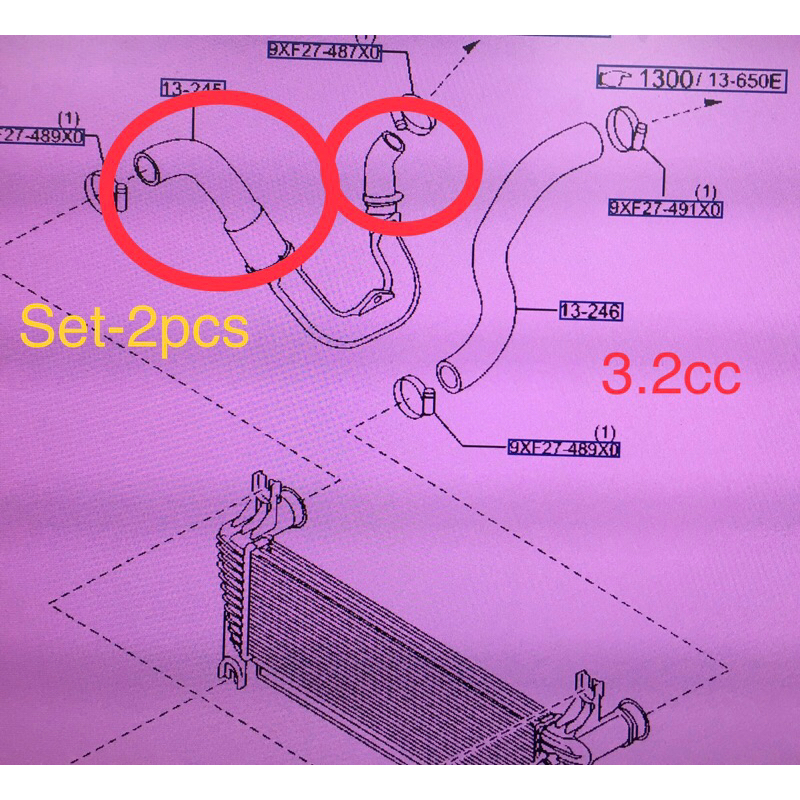(Set-2pcs).Ford Ranger T6 T7 2.2/3.2 Intercooler Hose(Thailand). | Shopee Malaysia