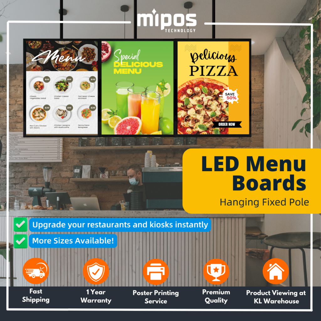 Hanging LED Menu Board Fixed Pole | LED Menu Lightbox Display Board ...