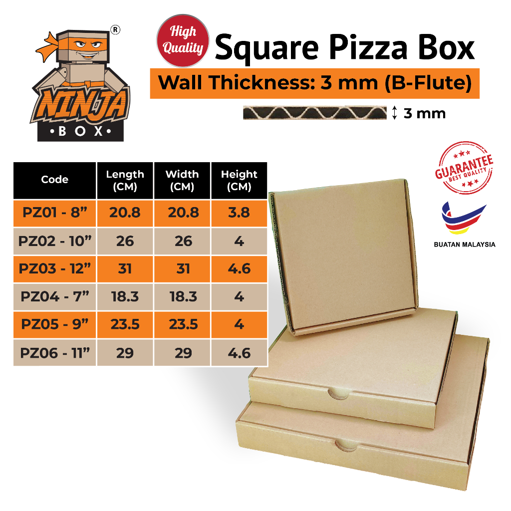 ⭐NinjaBox⭐Wholesale Supplier Square Pizza Box Carton Box Packing Box ...