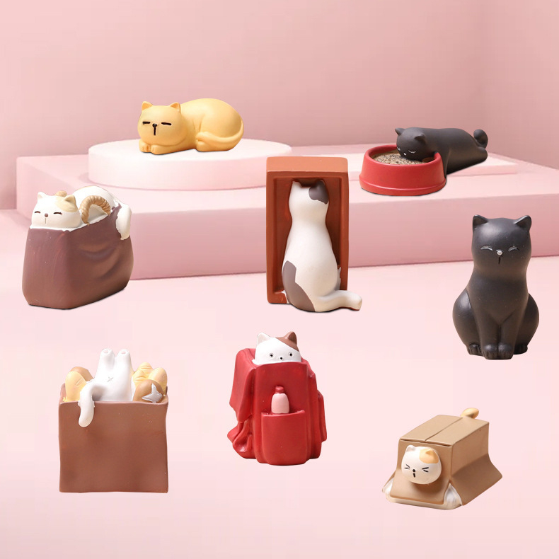 Daily Cats Blind box Toys Figure model Resin Crafts - Perhiasan mainan ...