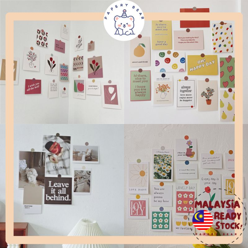 Korean Ins Wallpaper Decor Postcard Decoration Card Minimalist Aesthetic Wall Card Hiasan ...