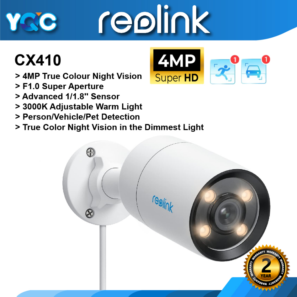 Reolink CX810 CX410 ColorX 2K 4MP PoE IP Camera with True Full-Color ...
