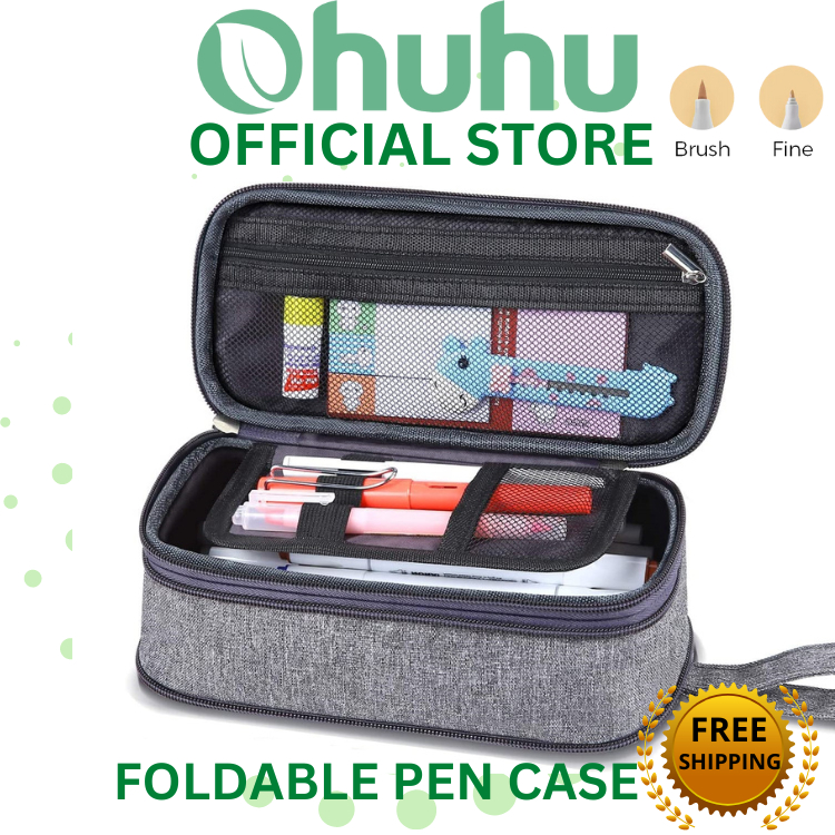 Ohuhu Fordable Pen Case for Pen Pencil Marker Stationery, Large ...
