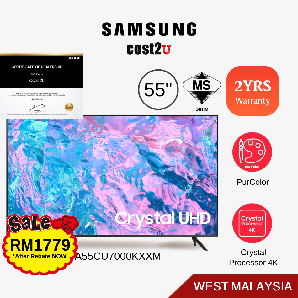 Samsung (55"/55 Inch) CU7000 4K UHD Smart TV (2023) | UA55CU7000KXXM ...