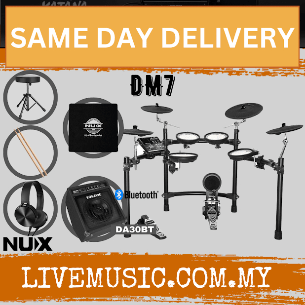*SAME DAY DELIVERY* NUX DM-7 5 Piece Mesh Digital Electronic Drum Set ( DM7 / DM7X ) | Shopee ...