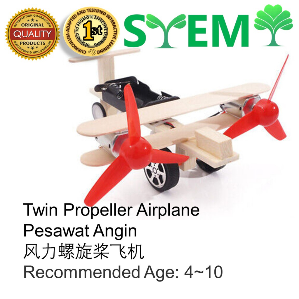 DIY Twin Propeller Airplane / Pesawat Angin / 风力螺旋桨飞机 STEM/STEAM ...