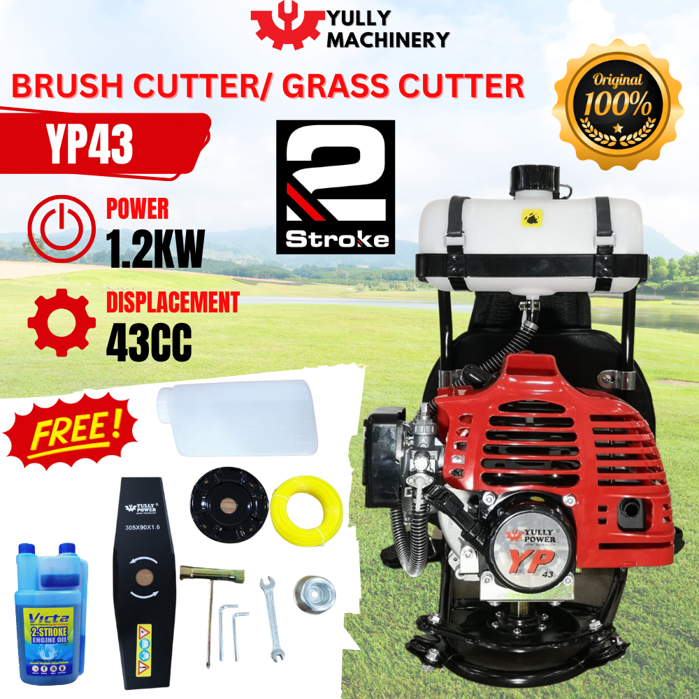 43CC Brush Cutter Grass Cutter Mesin Potong Rumput (43CC) YULLY POWER Heavy Duty Grass Cutter ...