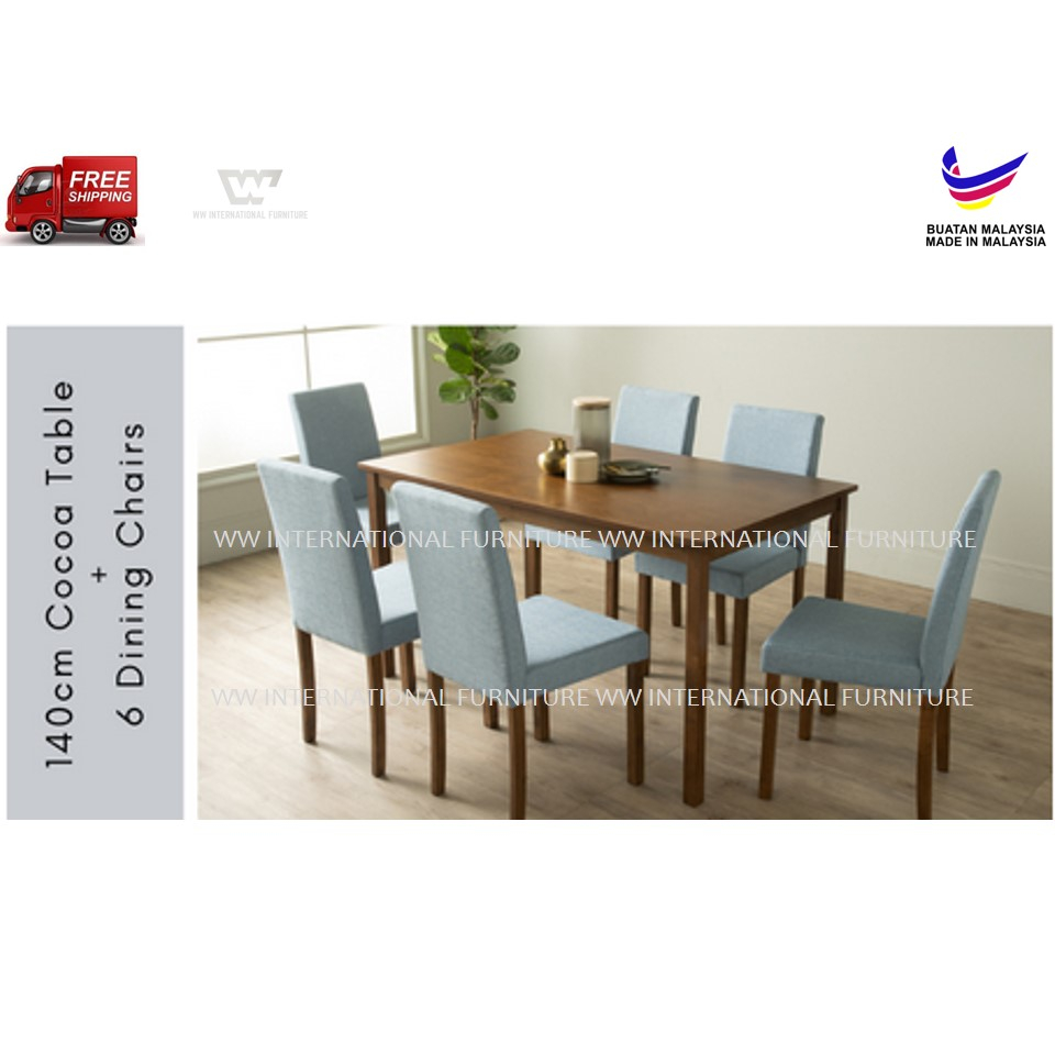 WWH~ AMOS Solid Dining Set / Set 6/ Meja Makan 6 Kerusi 六人餐桌 | Shopee Malaysia