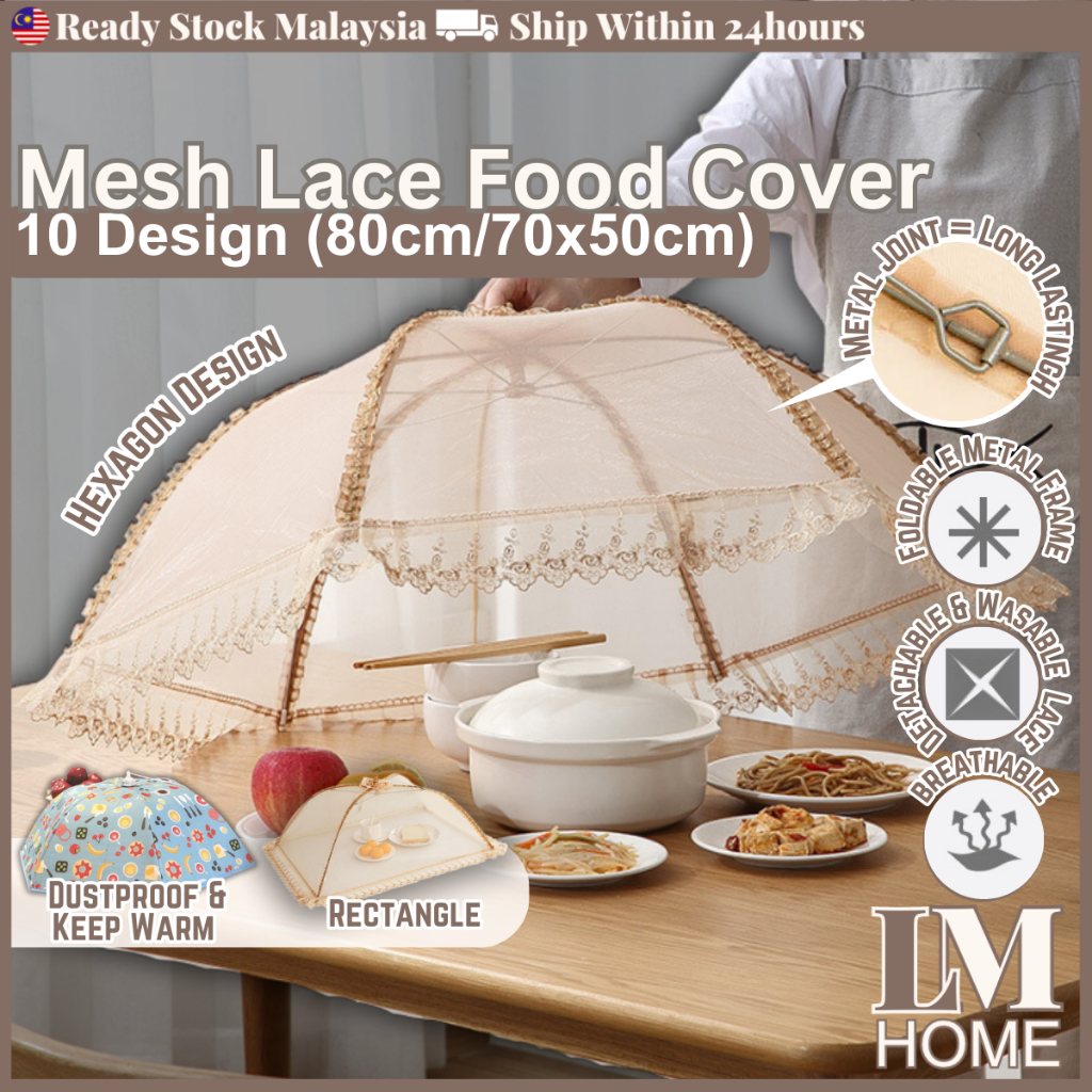Foldable Food Cover Tudung Saji Umbrella Design Mesh Lace Moden Table ...
