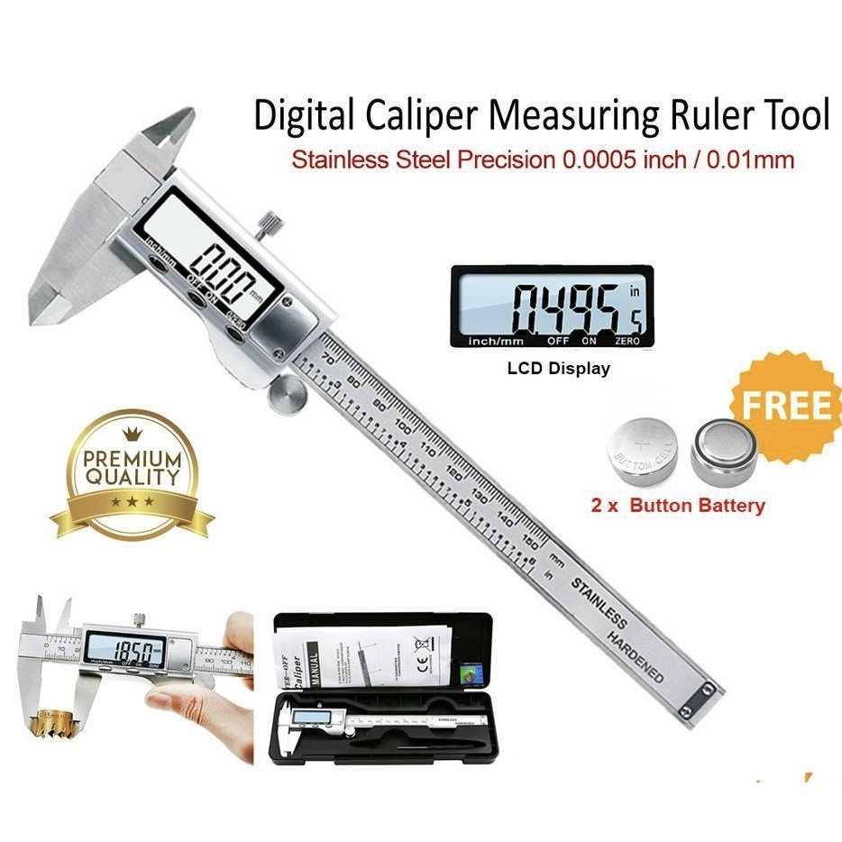 150mm 6 inch LCD Digital Electronic Vernier Caliper Ruler Length Depth ...
