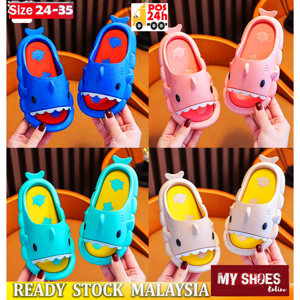 READY STORE Shark Slipers Budak/ Kids Selipar sharks /Kasut Budak ...