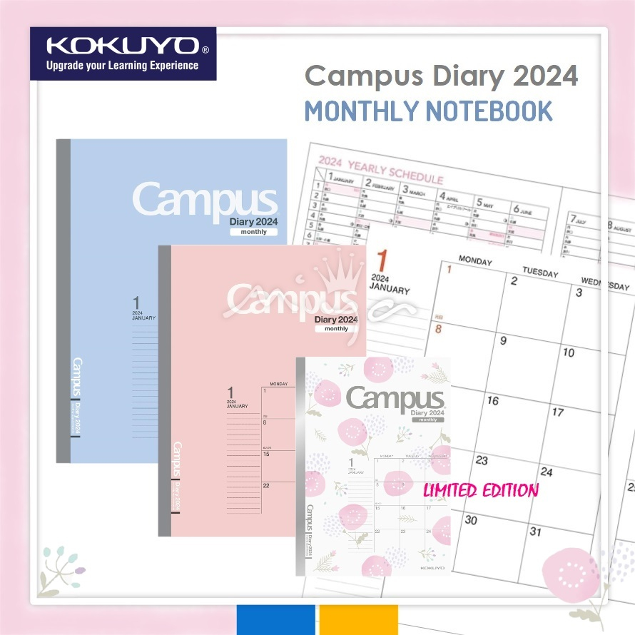 KOKUYO CAMPUS MONTHY SCHEDULE DIARY 2024 - B5/A5/B6/A6 | Shopee Malaysia