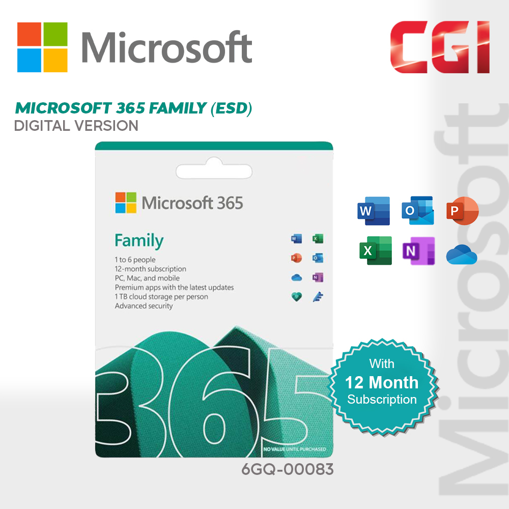 [Digital Version] Microsoft Office 365 Family (ESD) 12 Month - 6GQ ...