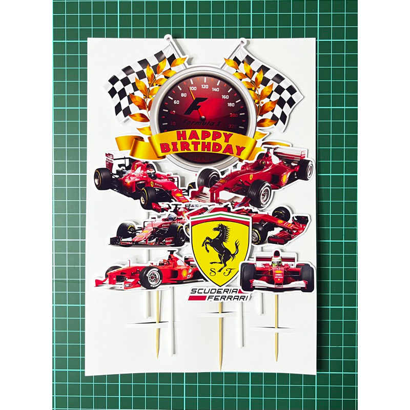 F1 Car Racing Happy Birthday Decoration Set Cake Topper for Birthday ...