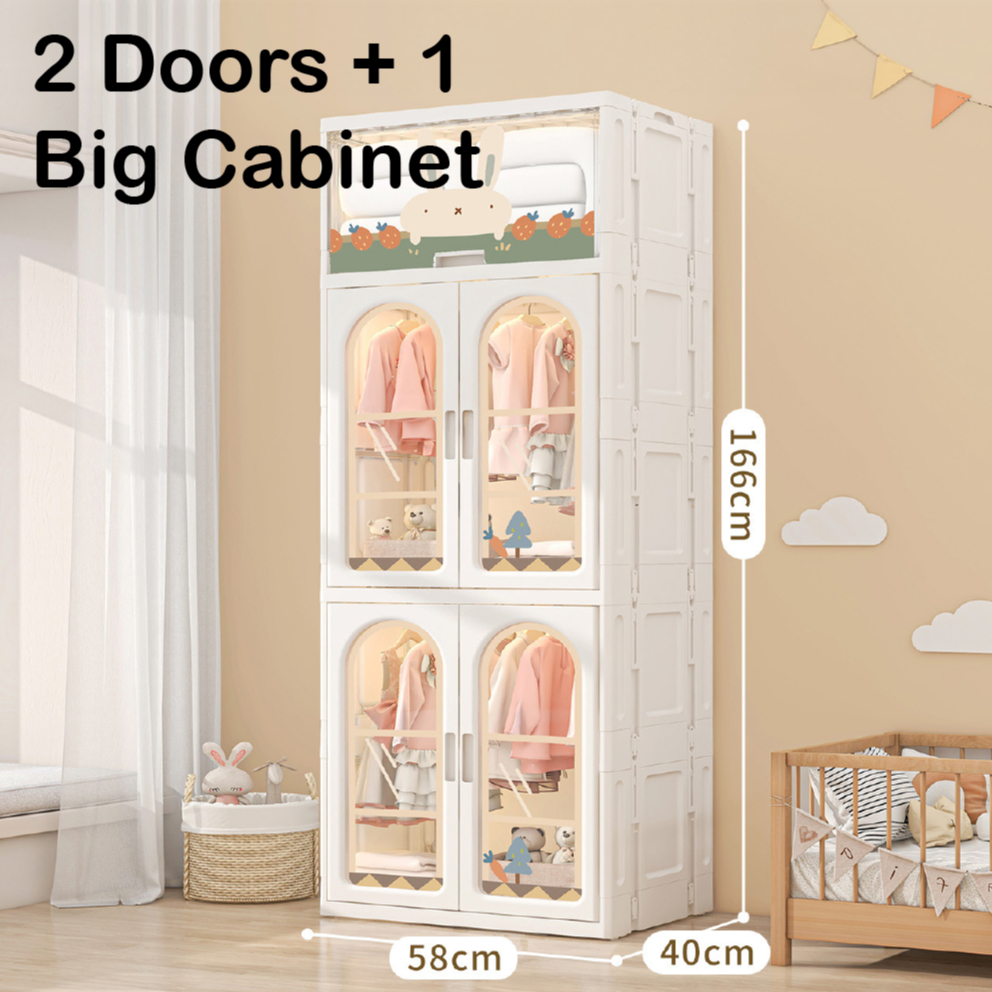 Almari budak Kids Wardrobe Clothes Cabinet Drawer With Lock Children's ...