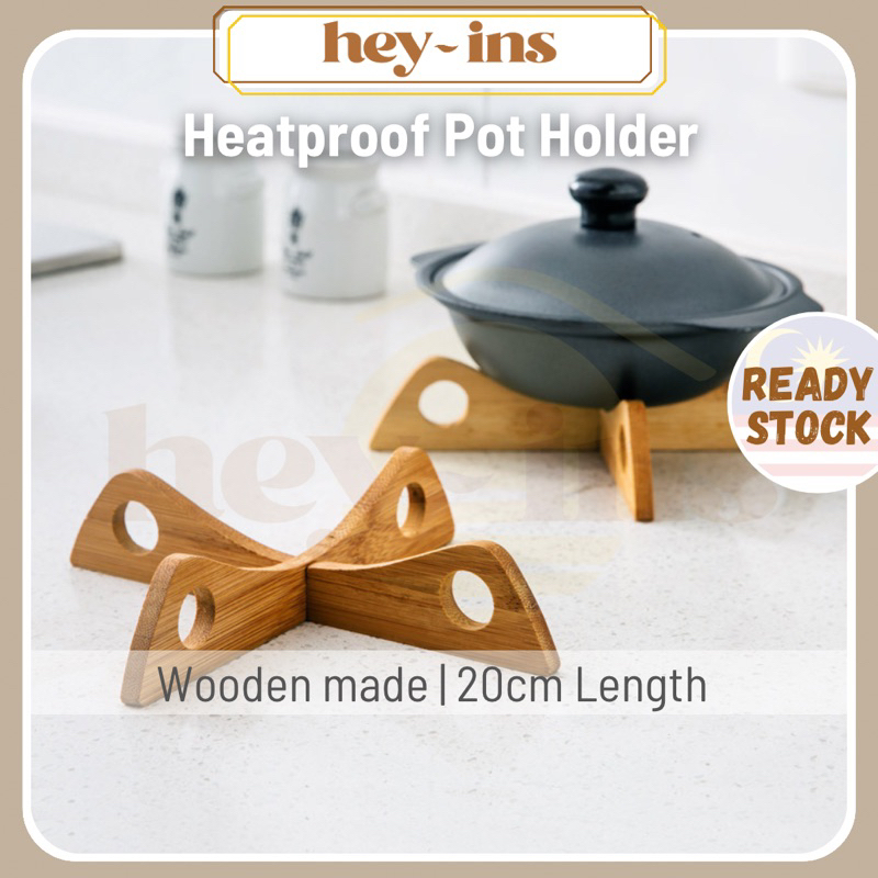 Wooden Cooking Pot-holder Heatproof Pan Holder Wood Trivet Hangable ...