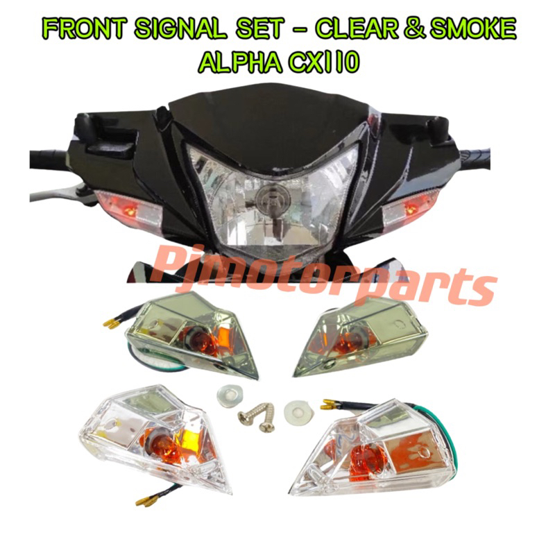 HONDA WAVE ALPHA CX110 CX 110 ( CLEAR & SMOKE TINTED ) FRONT SIGNAL SET ...