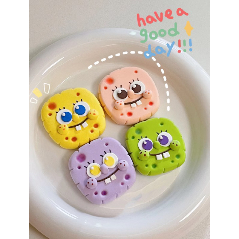 handmade fridge magnet clay spongebob & family 海绵宝宝冰箱贴 magnet peti ...