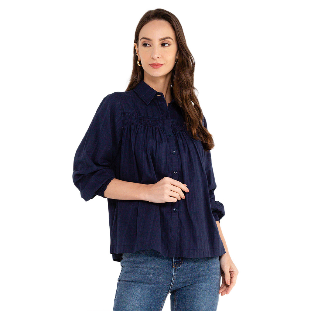 ELLE Apparel Soft Brushed Check Long Sleeves Blouse ES100674-A092305 ...