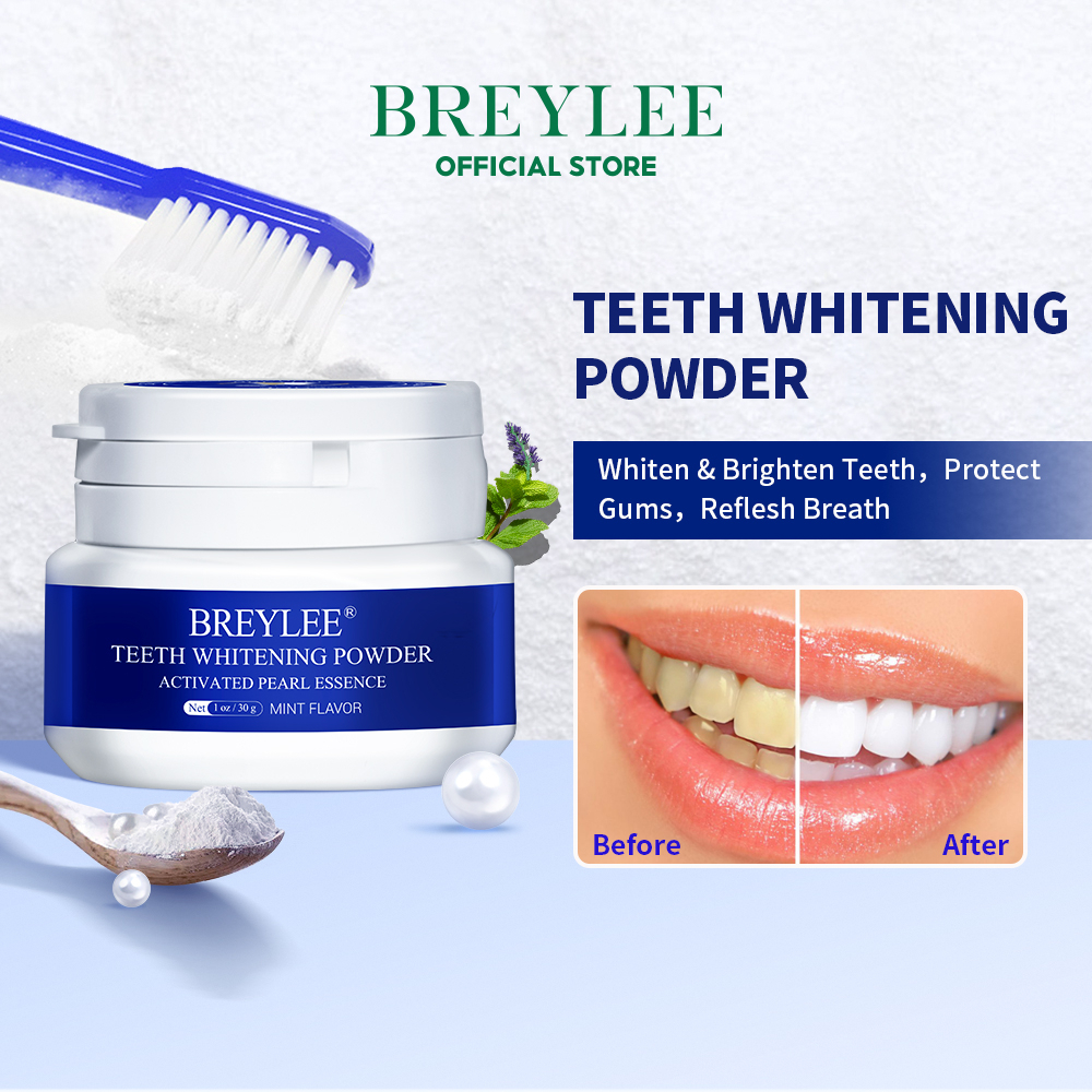 BREYLEE Teeth Whitening Powder 7 Hari Cepat Putih | Serbuk Pemutih Gigi ...