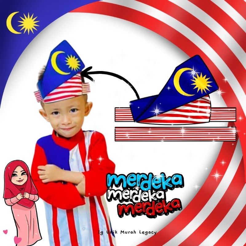 hari Malaysia Hari merdeka kipas tangan tanjak mask merdeka | Shopee ...