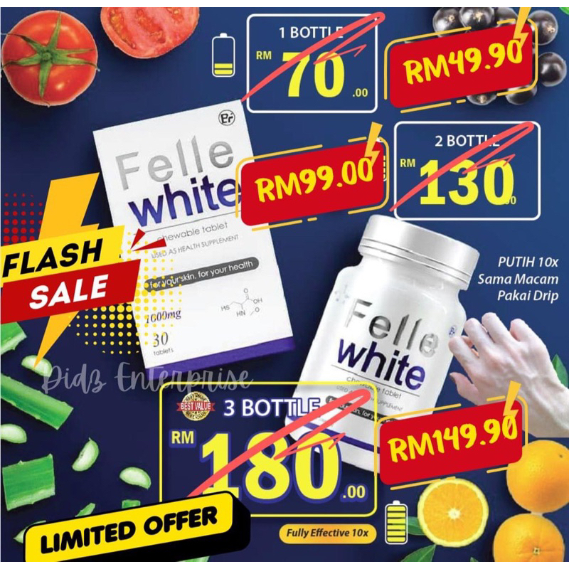 READY STOCK -Felle White 💯 Original HQ 10xWhitening Booster🔥 PROMOSI ...