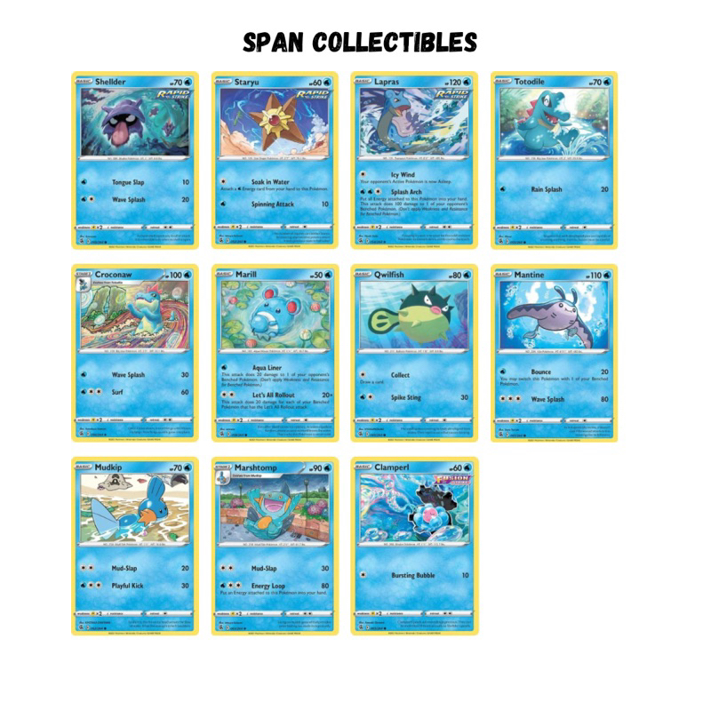 Pokemon TCG - Sword & Shield | Fusion Strike | Water Pokemon Common ...